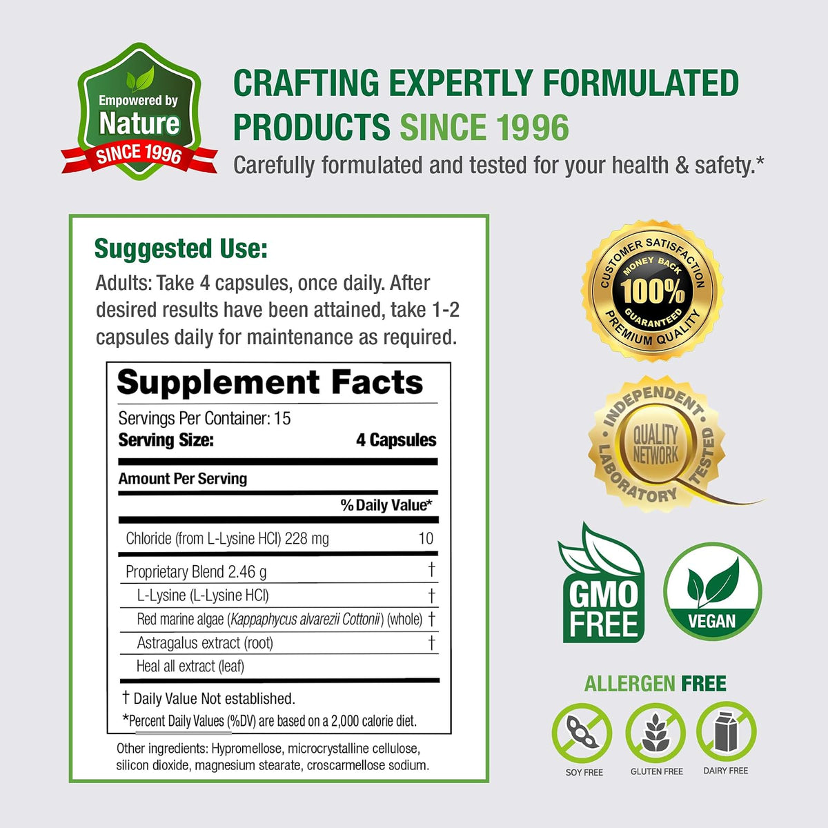 L-Lysine supplement for cold sores