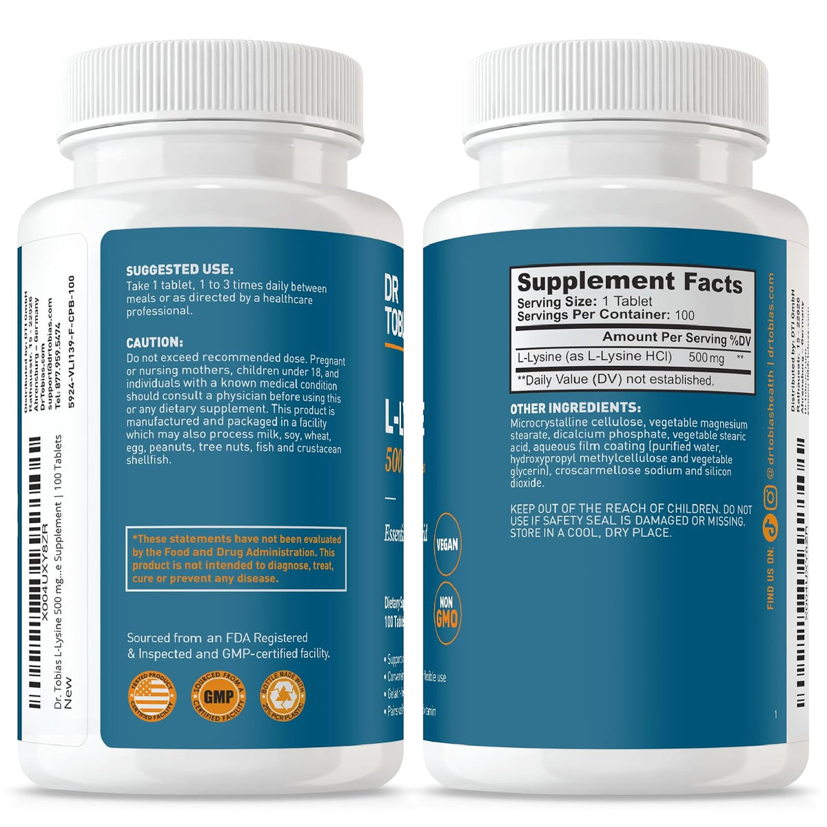 L-Lysine tablets for healthy skin