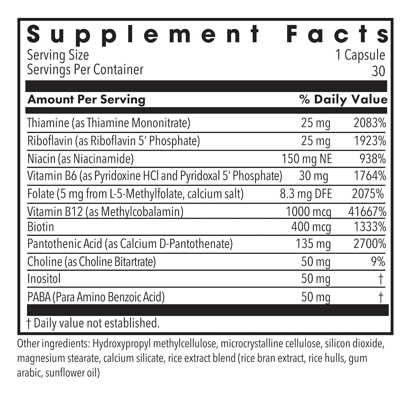 L-Methylfolate enriched vitamin b complex