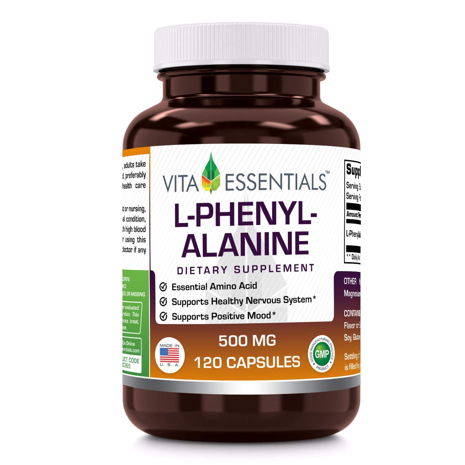 L-Phenylalanine 500 mg capsules for mood support