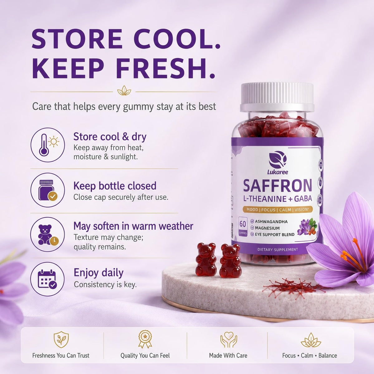 L-Theanine infused saffron gummies
