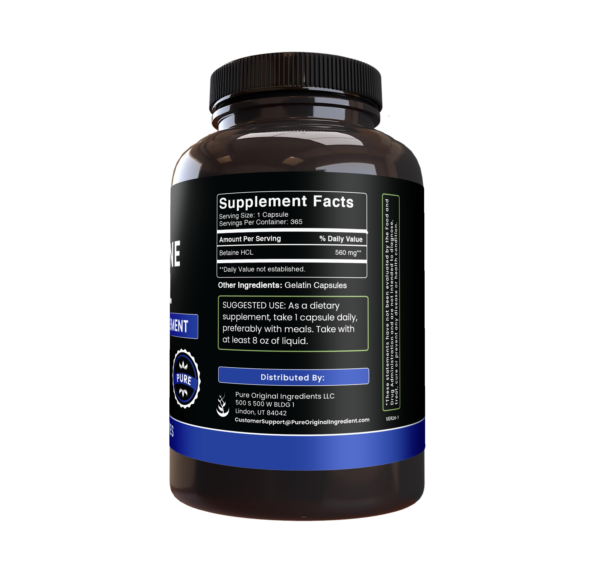 lab verified betaine HCL for relief