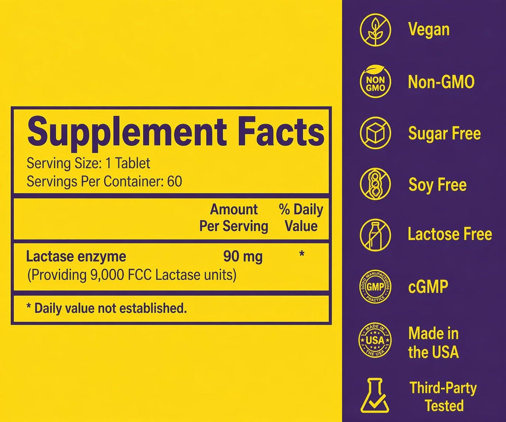 Lactase enzyme supplement for comfort