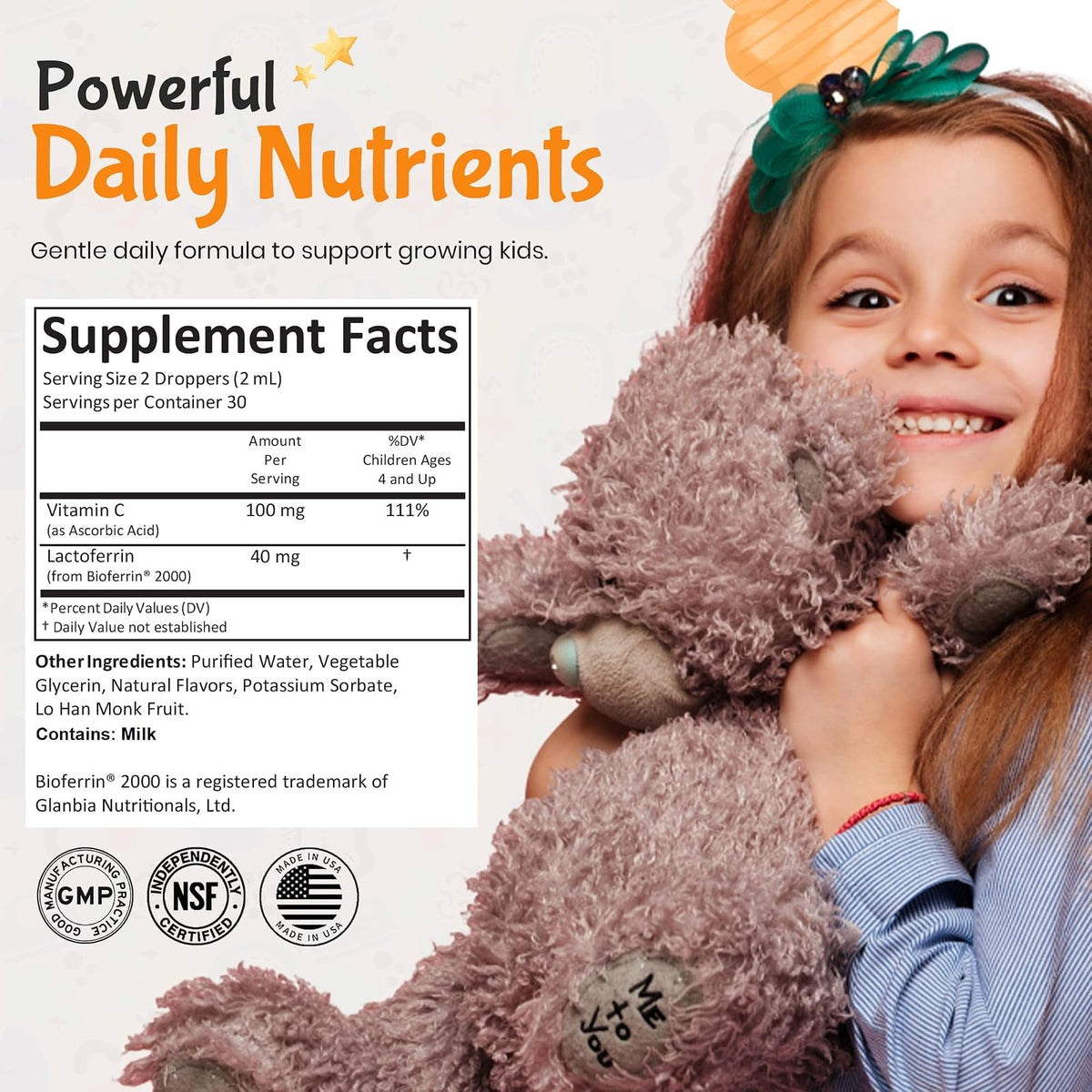 Lactoferrin drops for healthy growth
