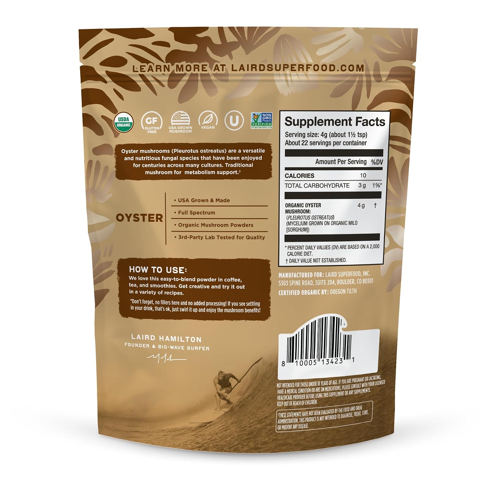 Laird Superfood mushroom powder for cooking