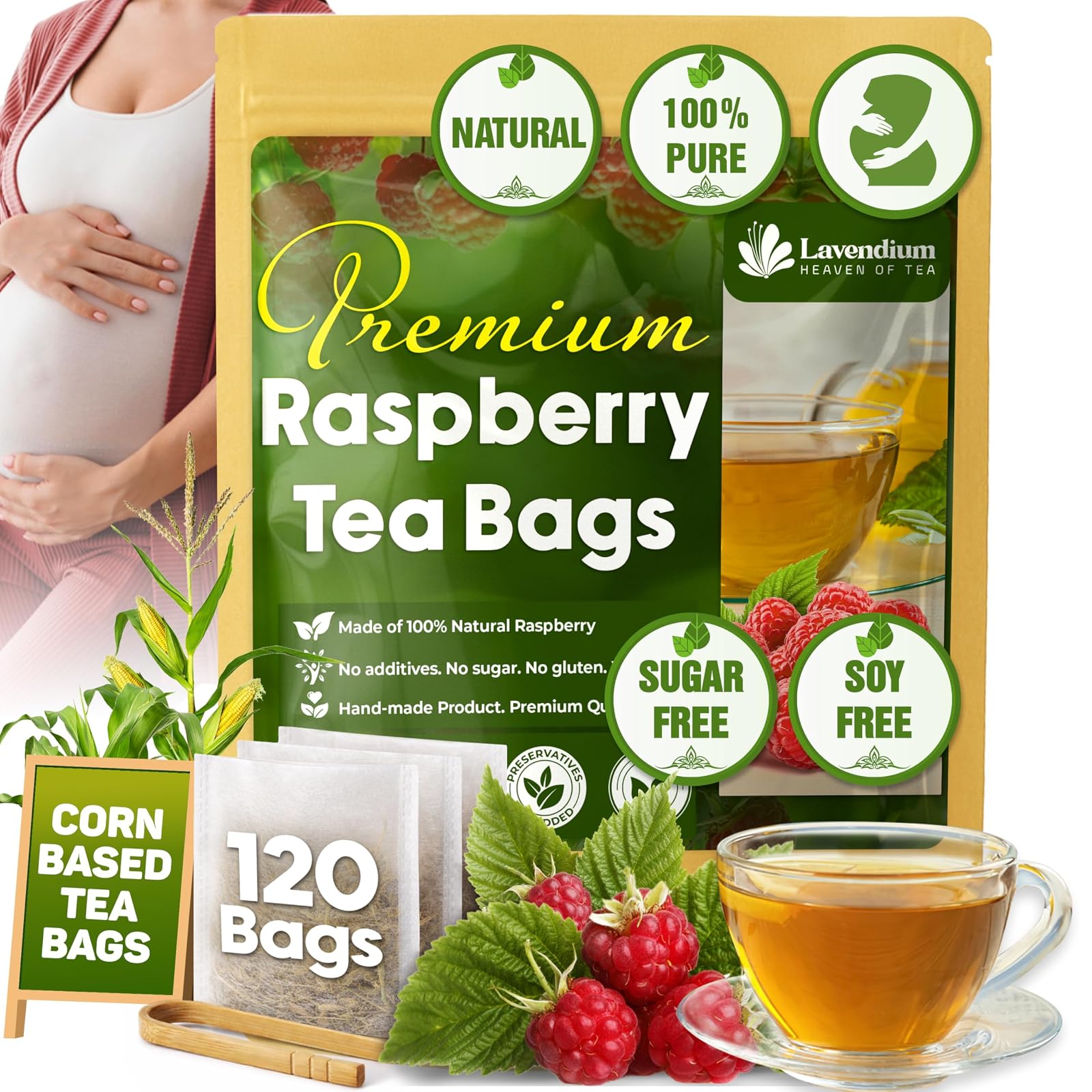 Lavendium raspberry leaf herbal tea bags