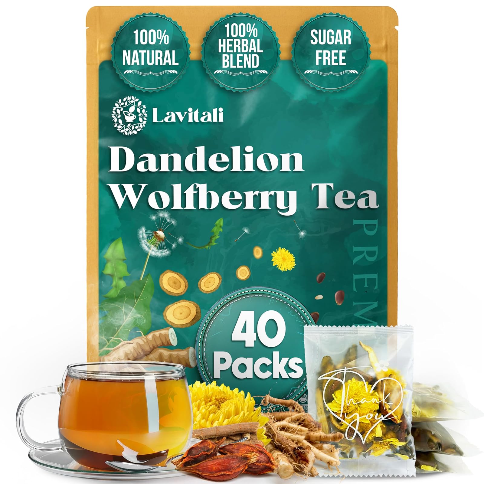Lavitali dandelion herbal tea bags