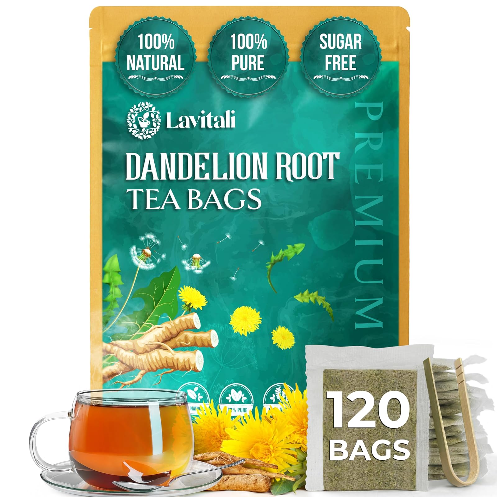 Lavitali dandelion tea bags for detox