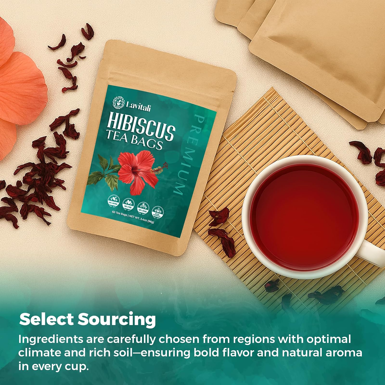 Lavitali hibiscus tea bags for natural detox