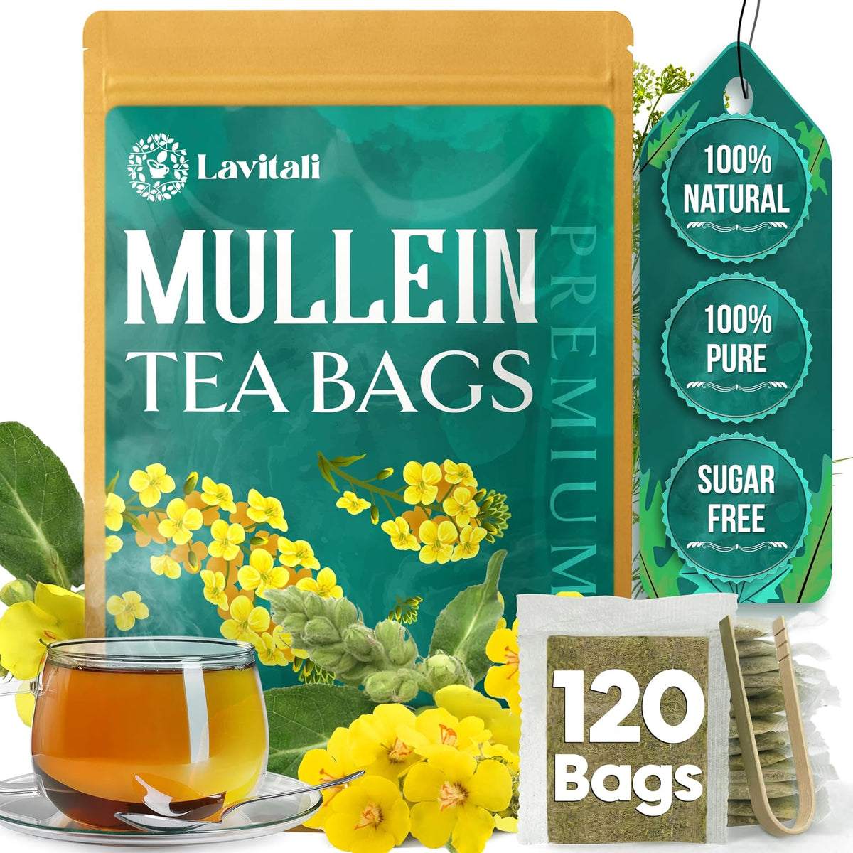 Lavitali Mullein Leaves herbal tea bags