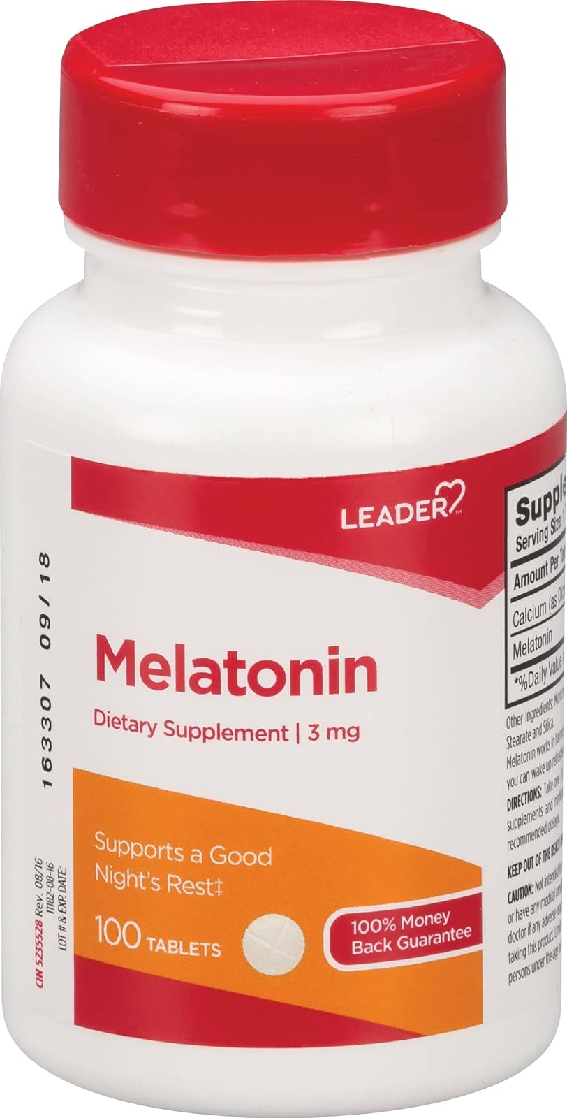 Leader Melatonin 3 mg sleep aid tablets
