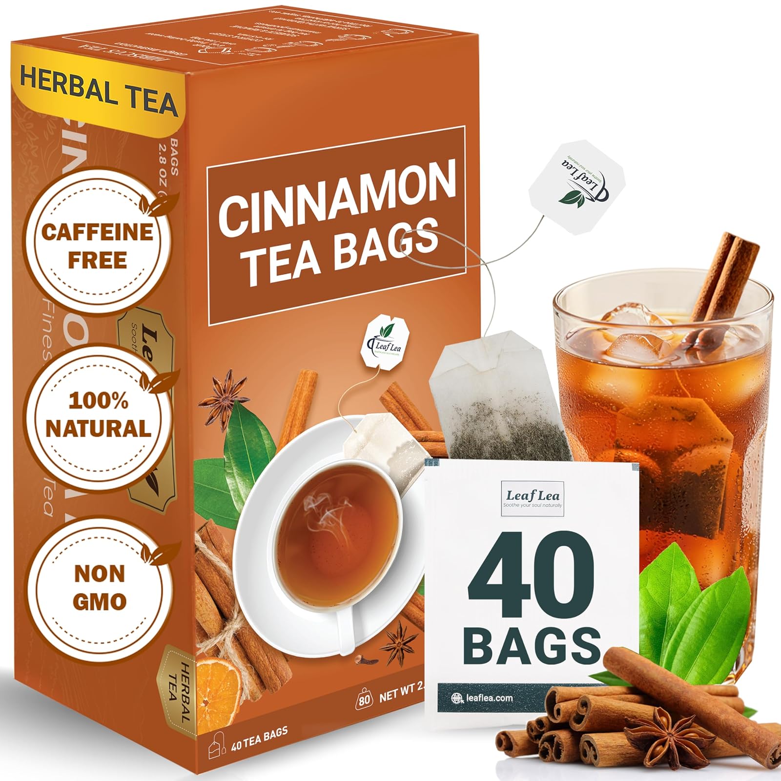 LeafLea cinnamon tea bags 40 count
