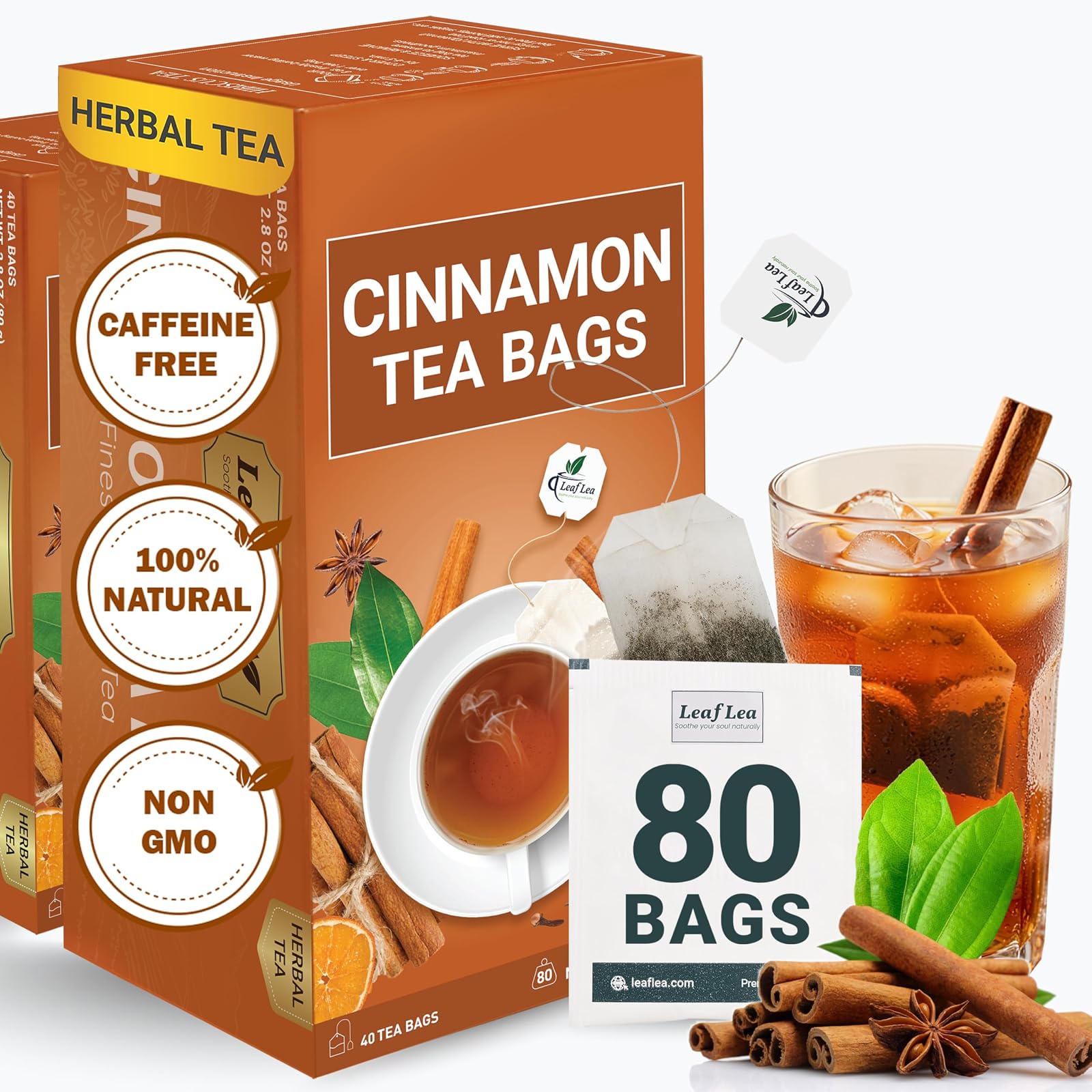 LeafLea cinnamon tea bags for relaxation