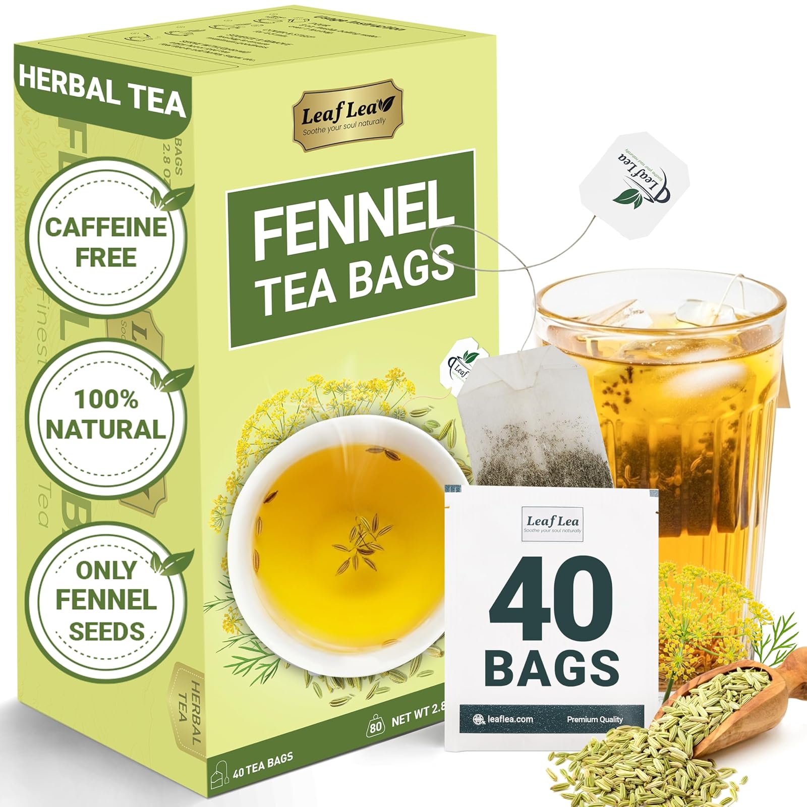LeafLea fennel tea bags caffeine-free
