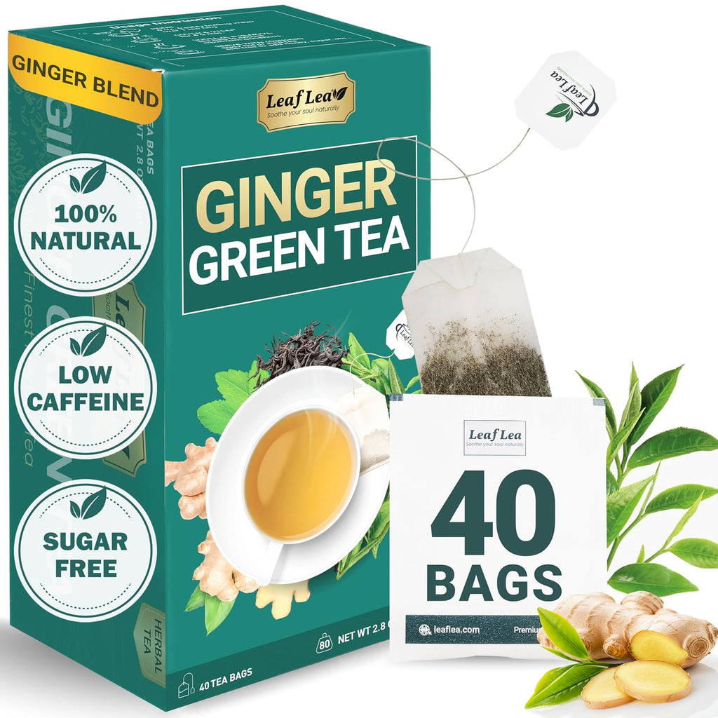 LeafLea green tea with ginger bags