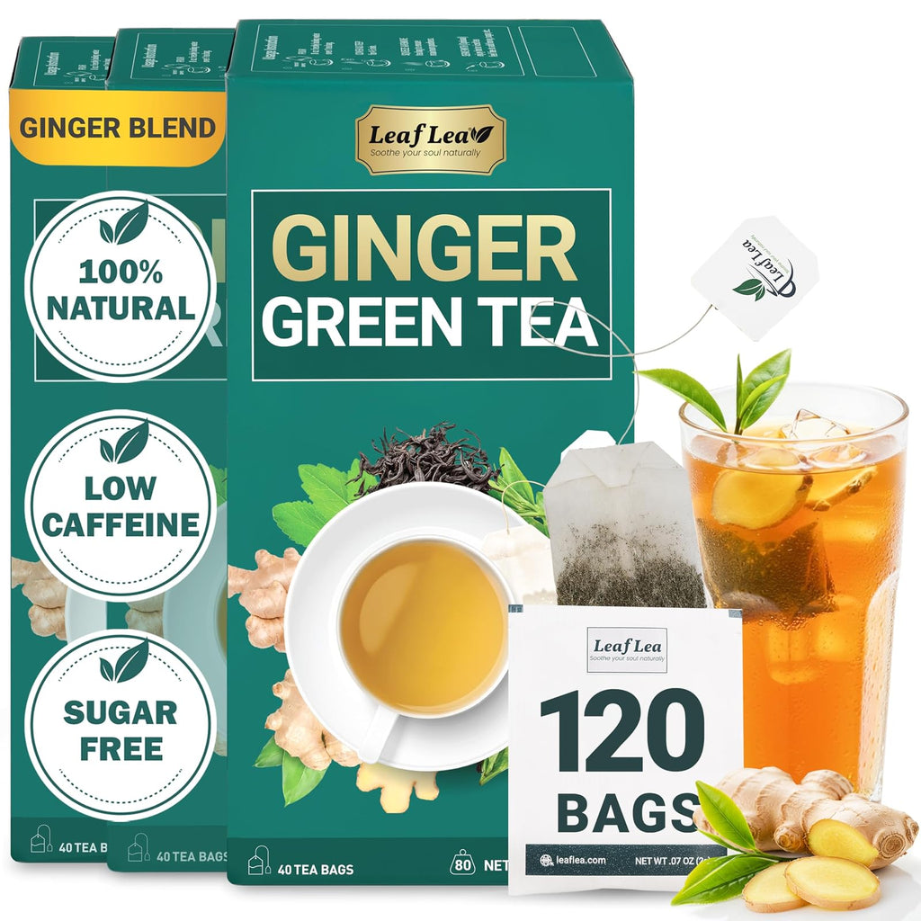 LeafLea green tea with ginger bags