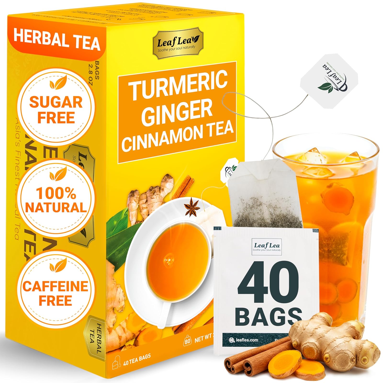 LeafLea turmeric ginger cinnamon tea bags