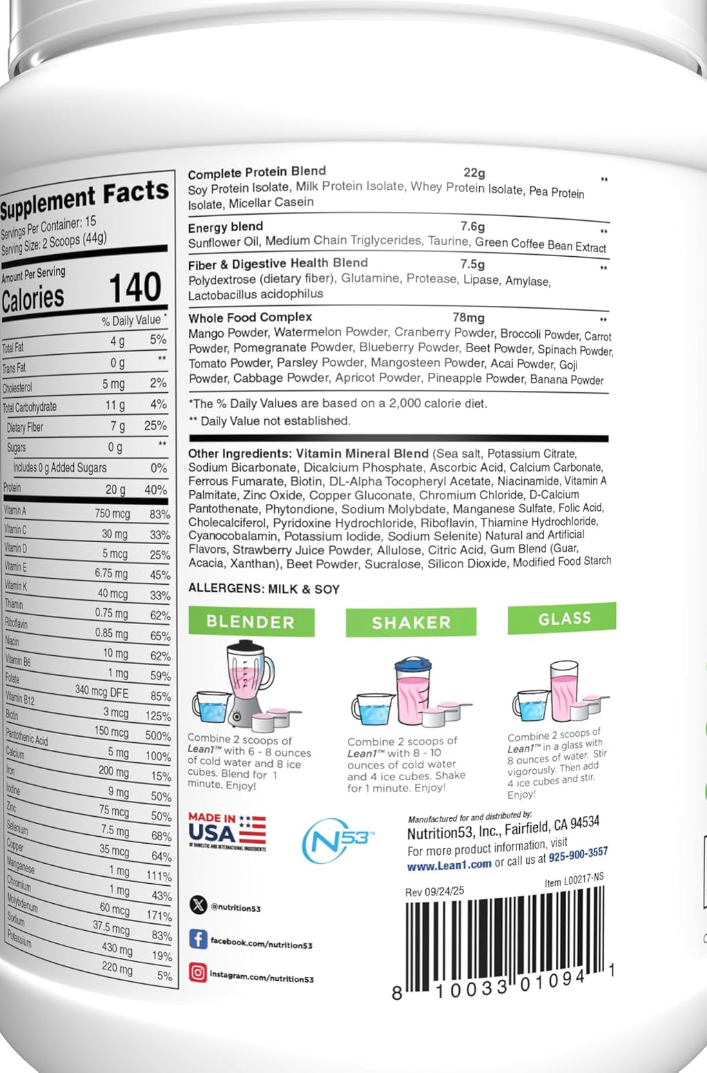 Lean1 meal replacement for busy lifestyles
