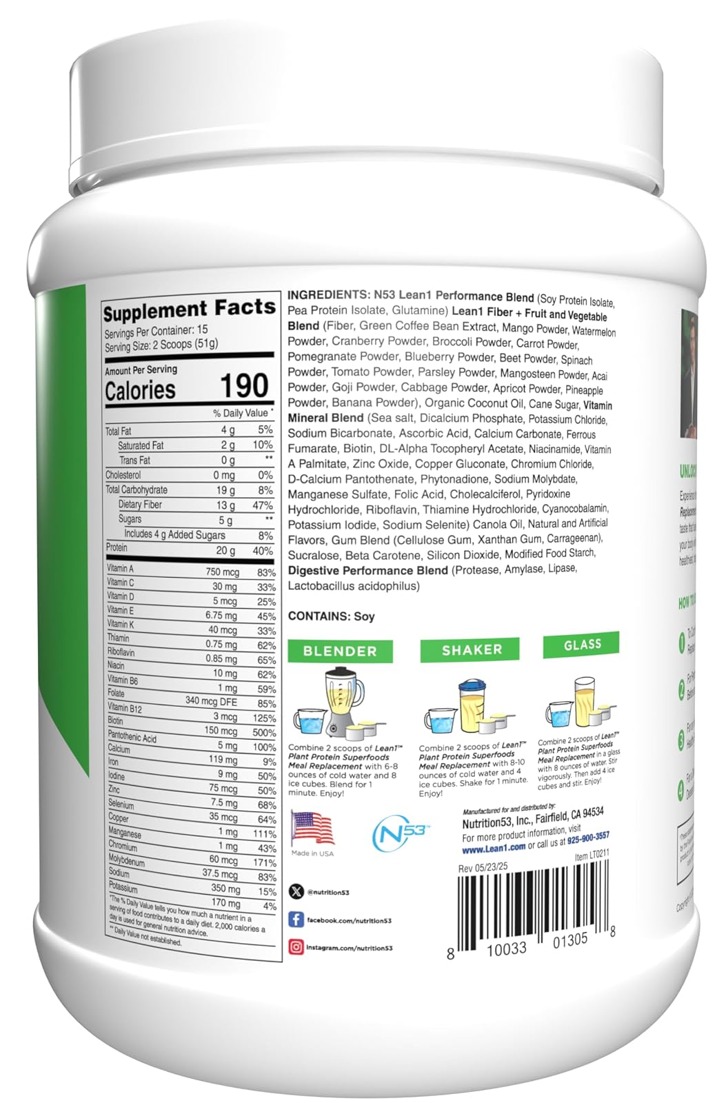 Lean1 protein powder for smoothies