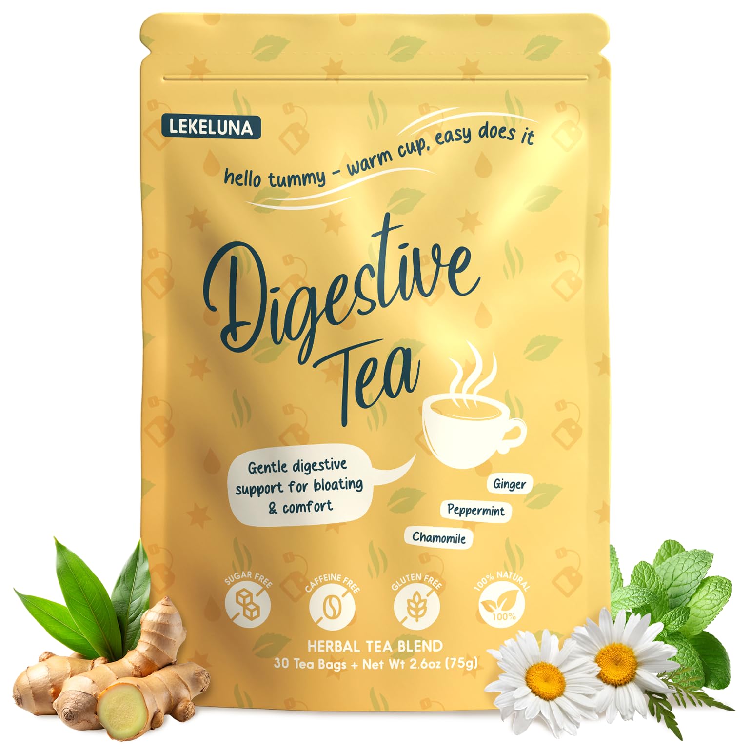 Lekeluna ginger peppermint herbal tea