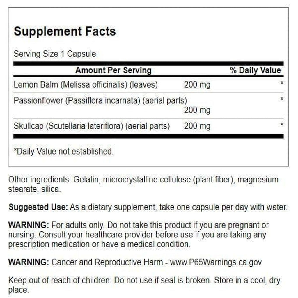 Lemon balm passion flower capsules