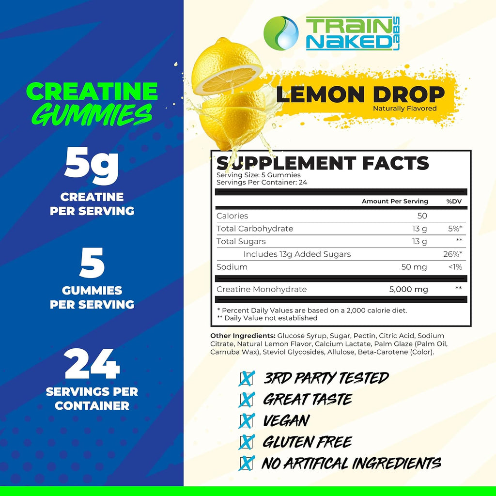 lemon drop creatine gummies for energy