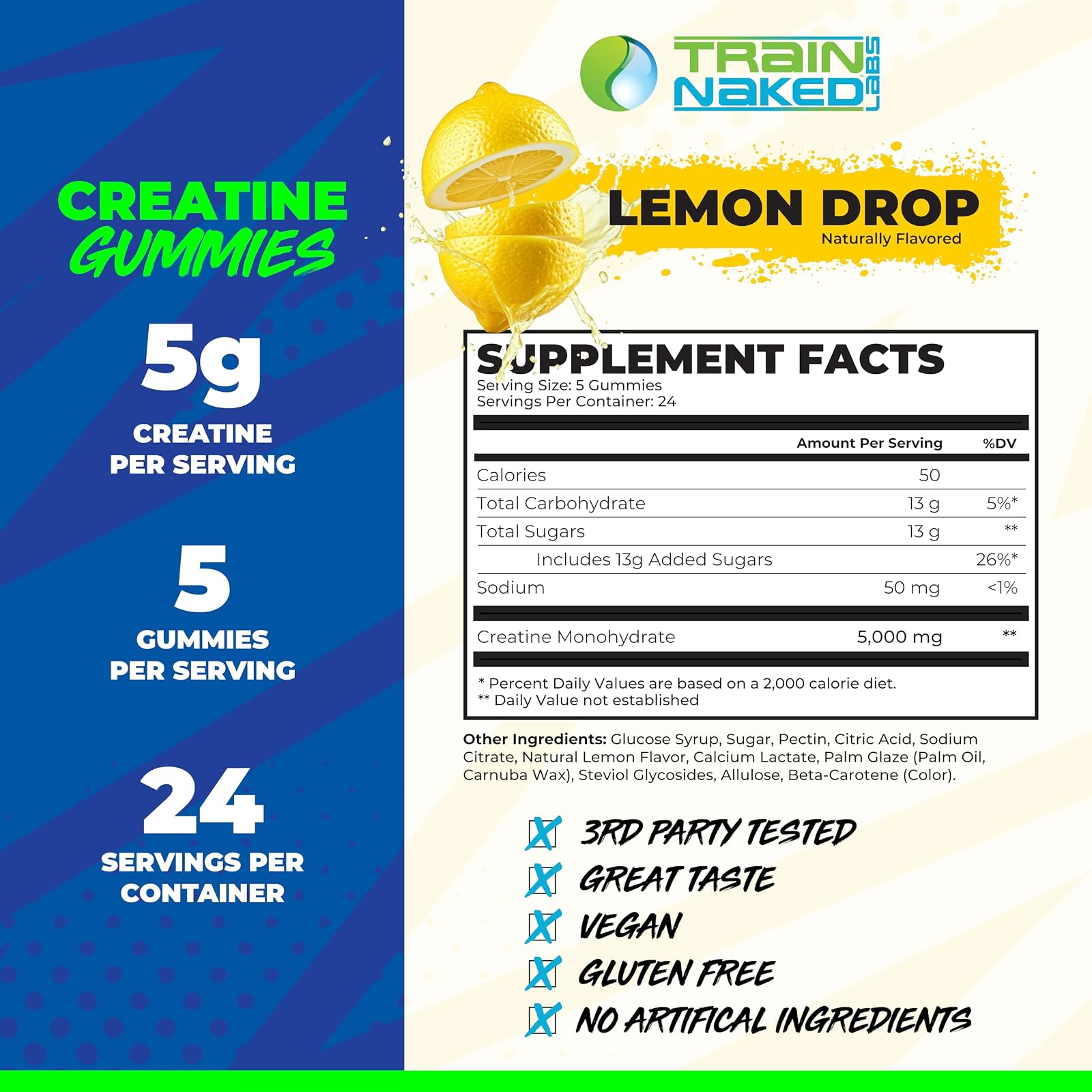 lemon drop creatine gummies for energy
