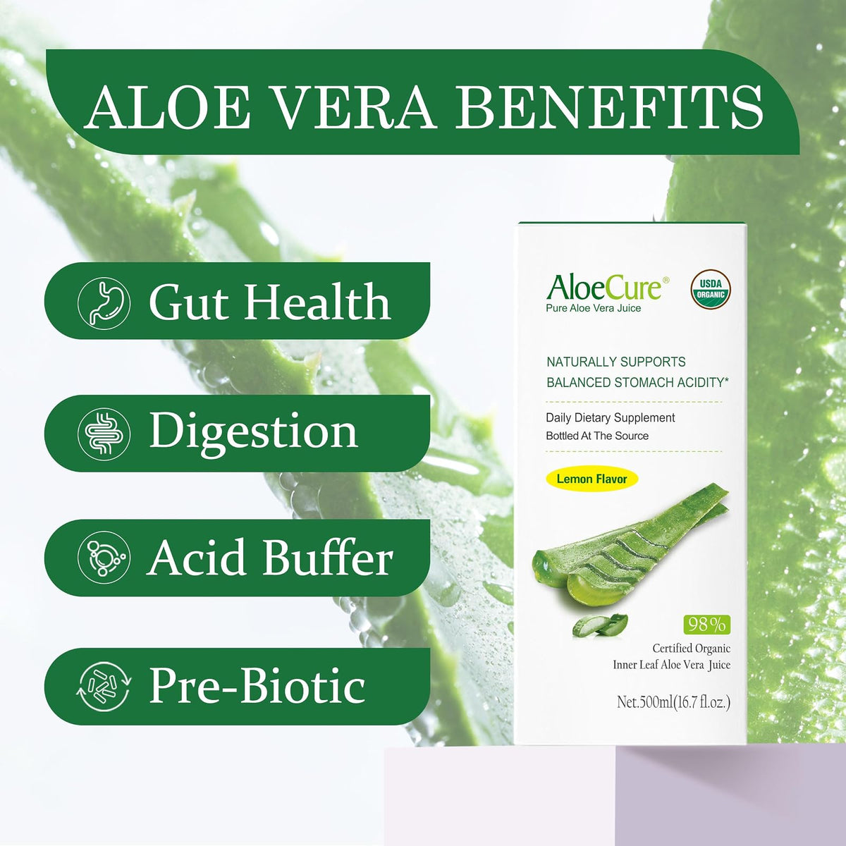 lemon flavored aloe vera drink