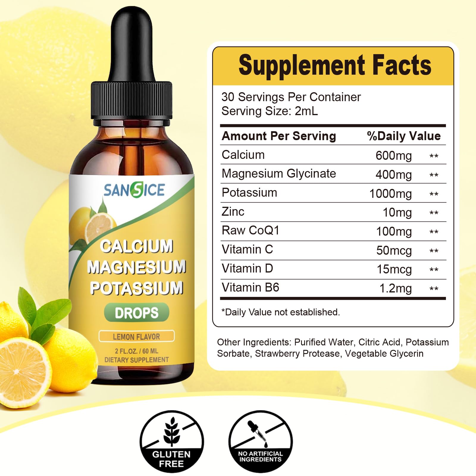 lemon flavour magnesium glycinate drops