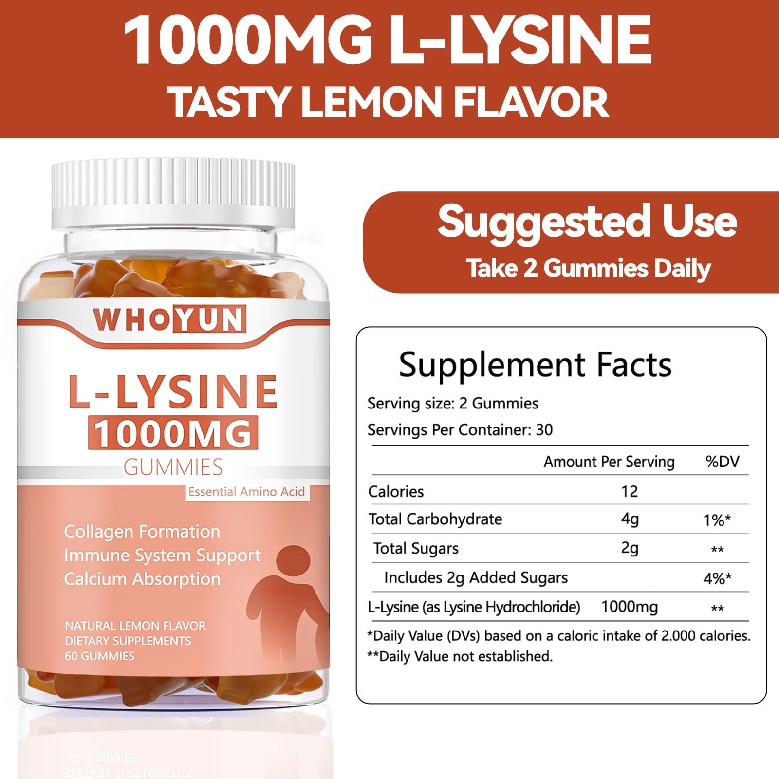 lemon flavoured l-lysine supplements