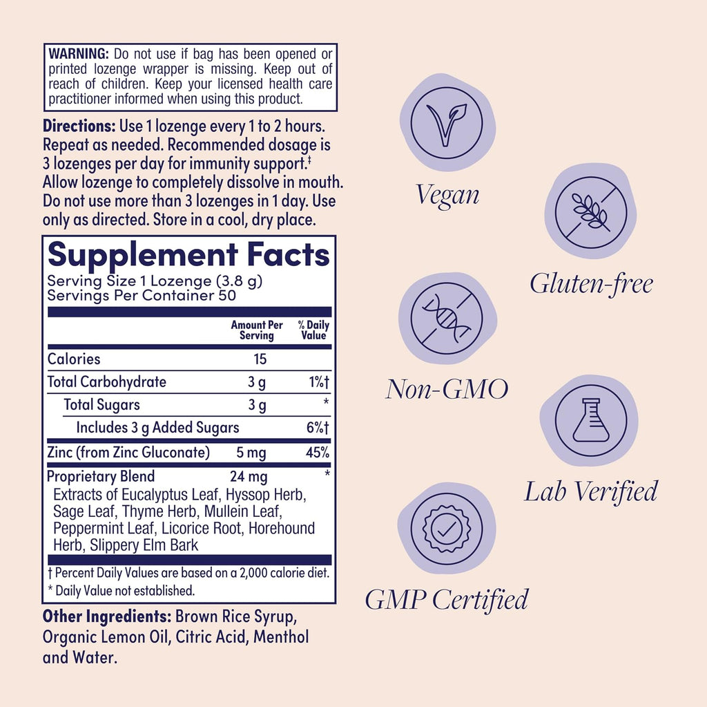 lemon flavoured zinc throat lozenges