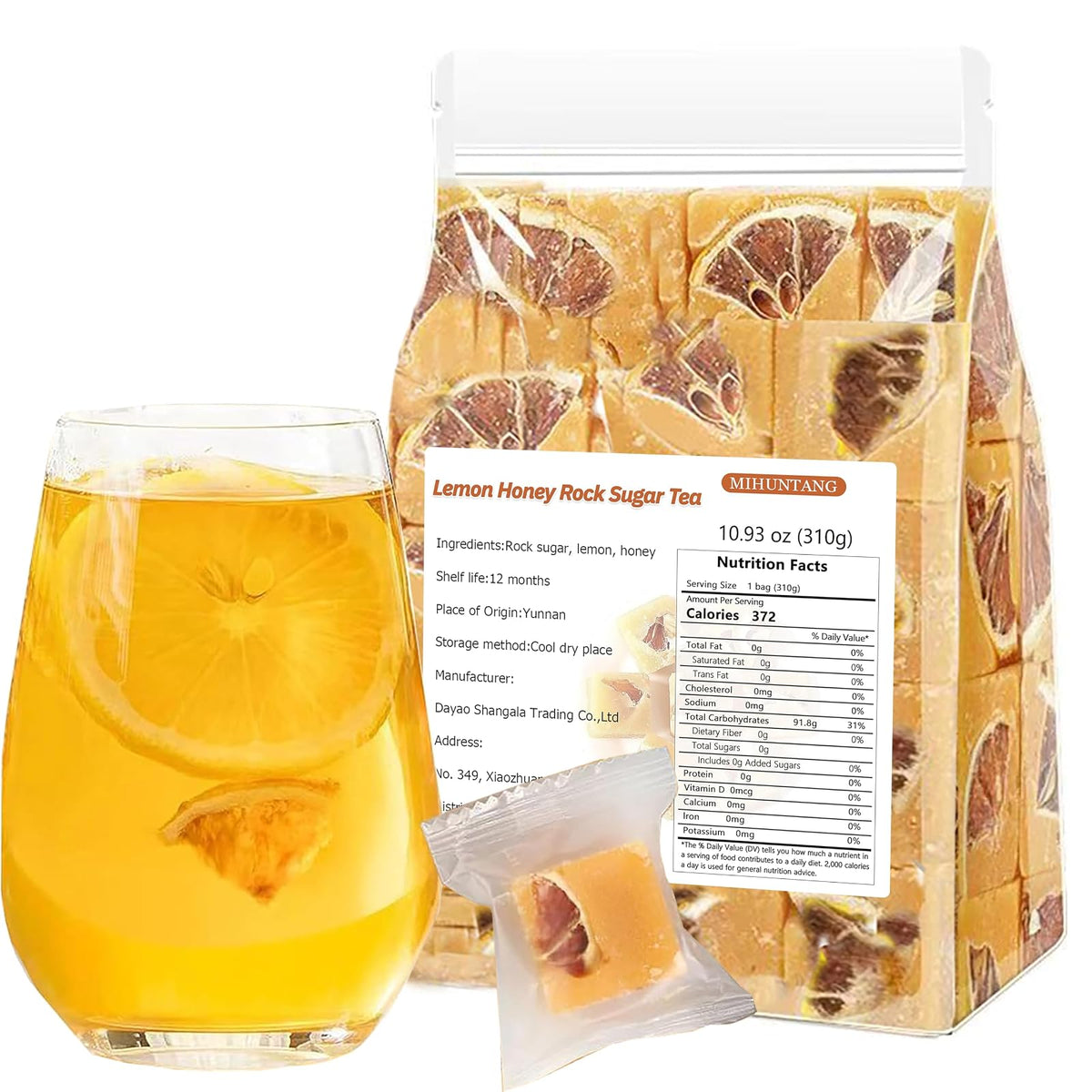 Lemon honey rock candy tea cubes