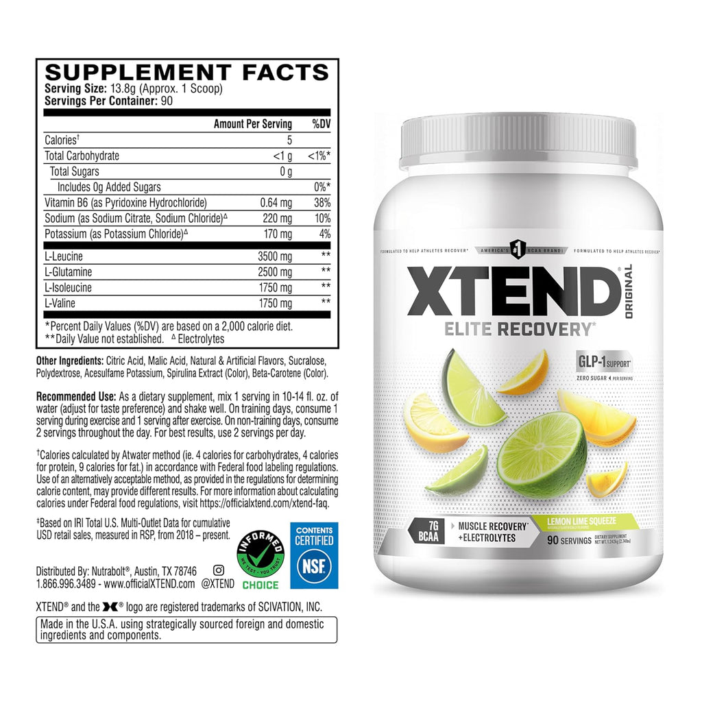 Lemon lime BCAA powder for hydration