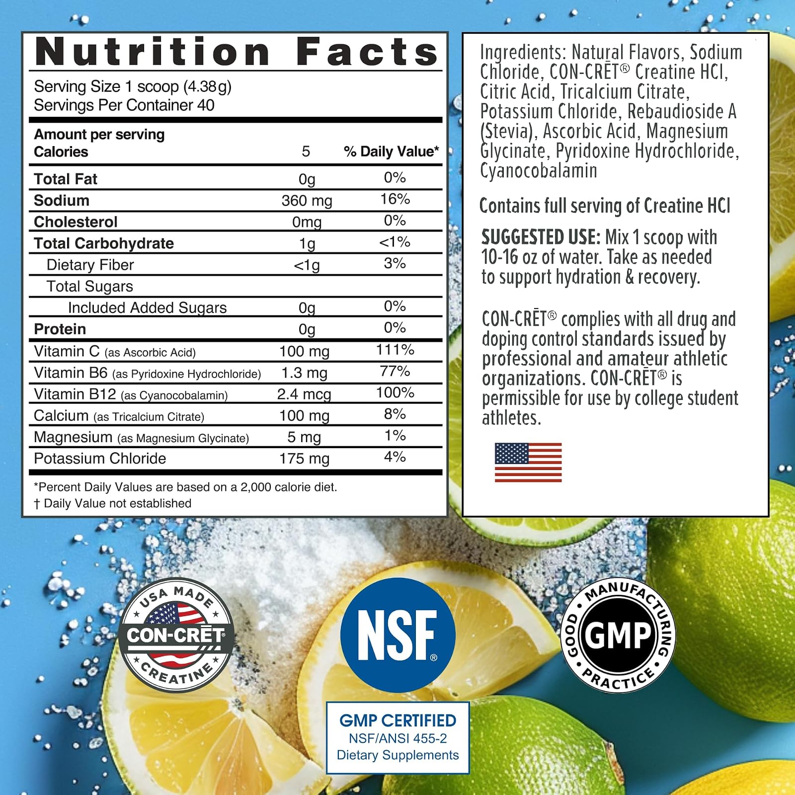 Lemon lime creatine electrolyte blend