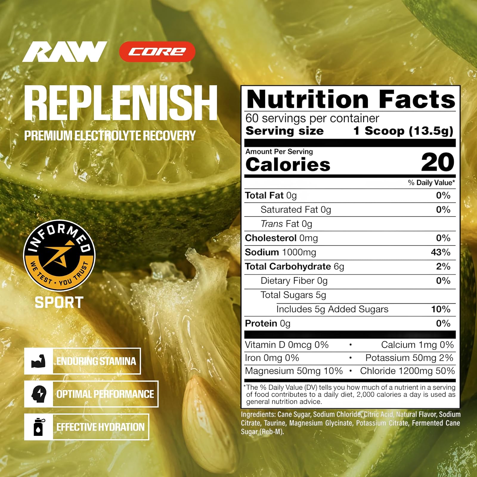 Lemon lime electrolyte powder for recovery