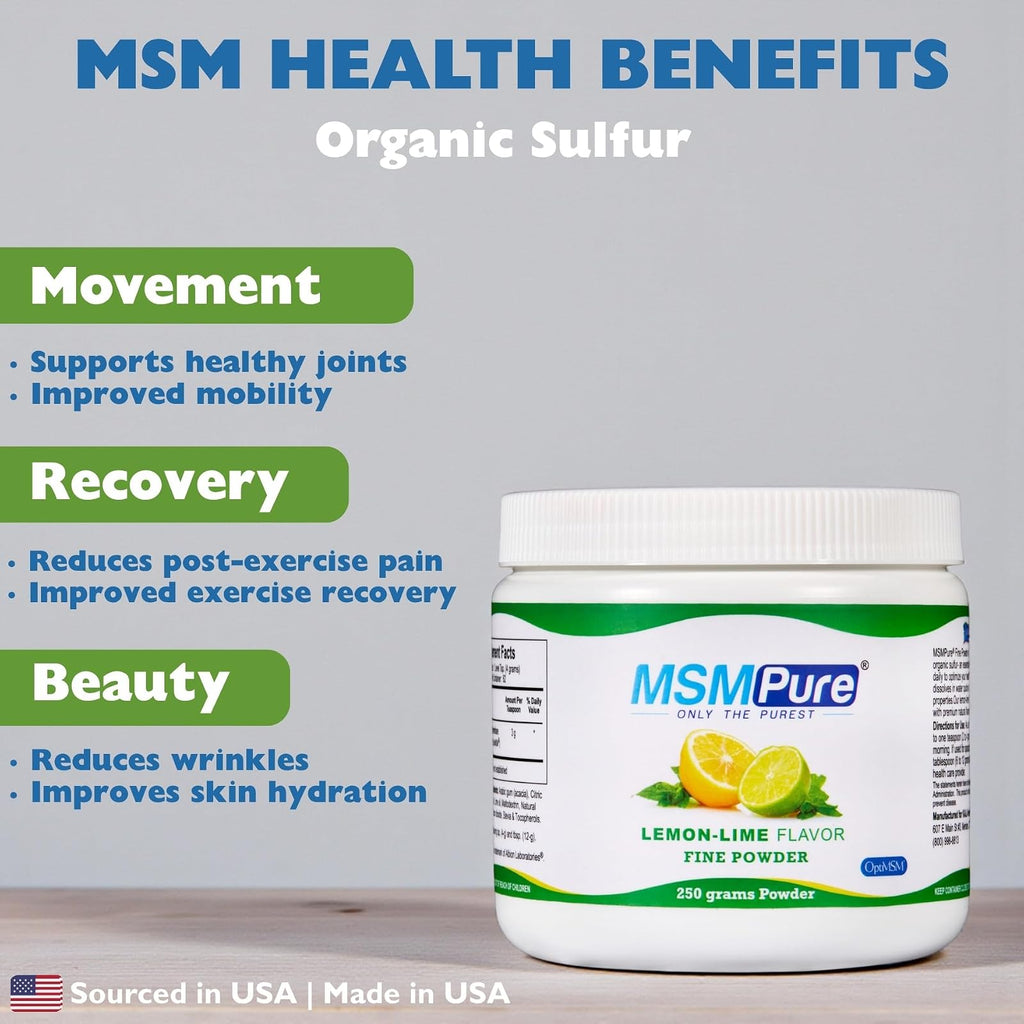 Lemon lime flavored MSM supplement