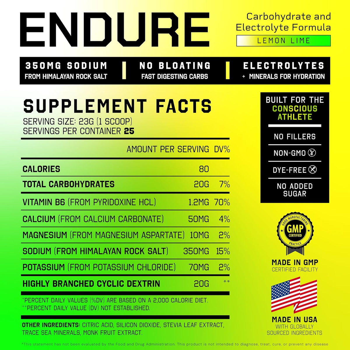 Lemon lime flavour endurance supplement