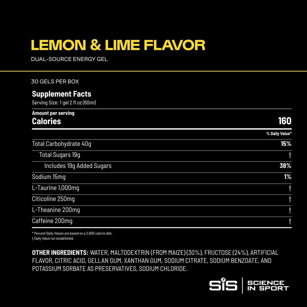 lemon lime flavour energy gel pack