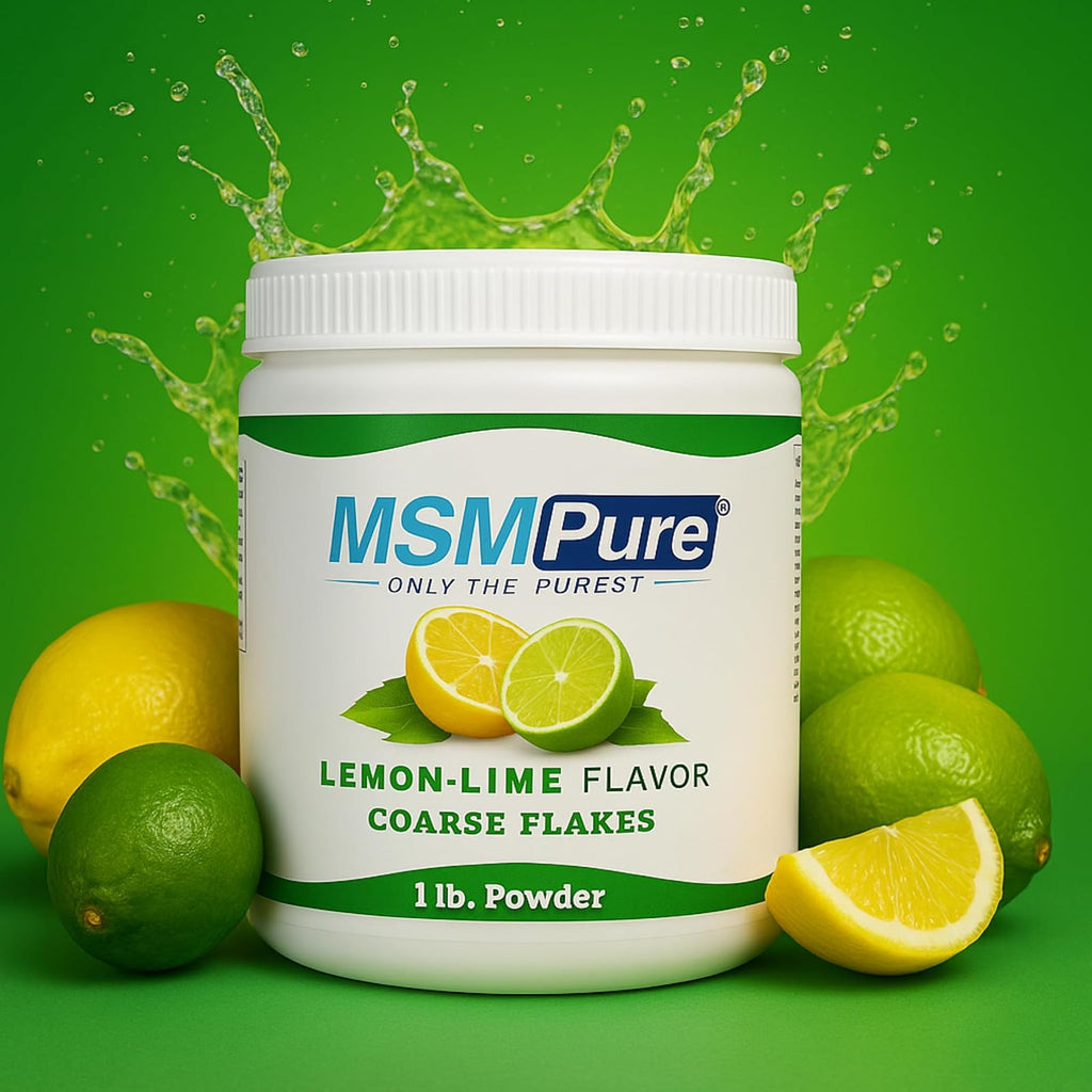 Lemon lime flavoured MSM powder supplement