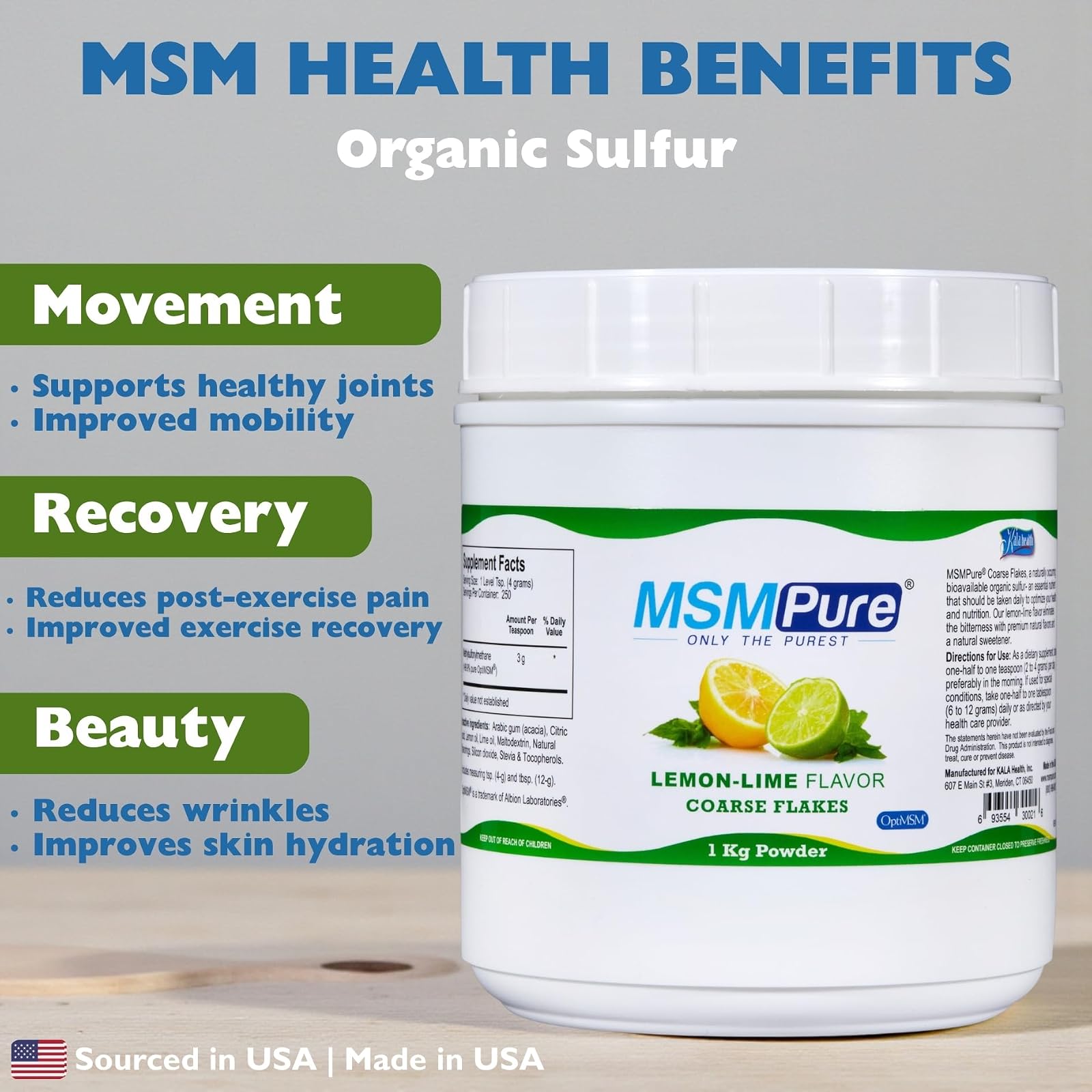 lemon lime flavoured MSM powder