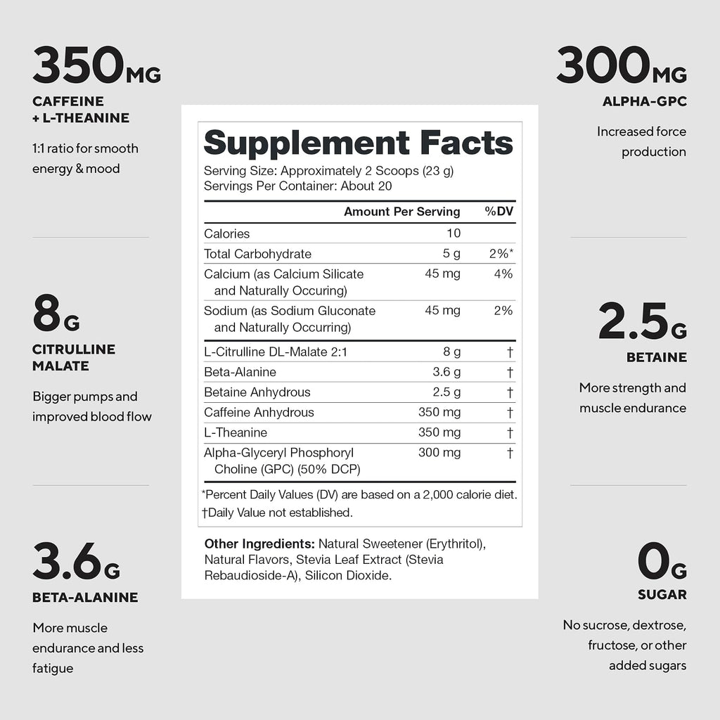 Lemon lime pre-workout energy drink