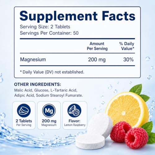 Lemon raspberry flavour magnesium tablets