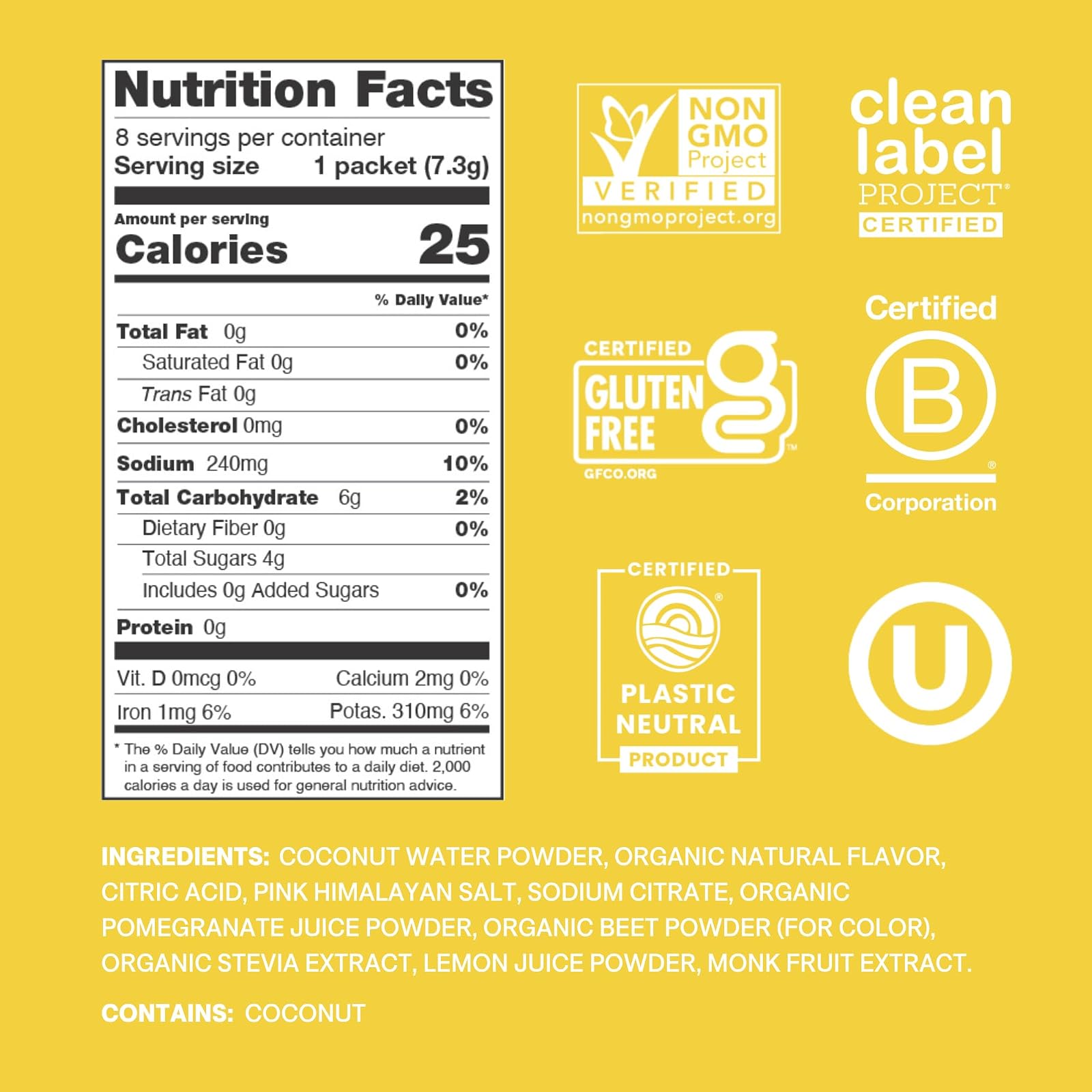 Lemonade flavour electrolyte powder packets