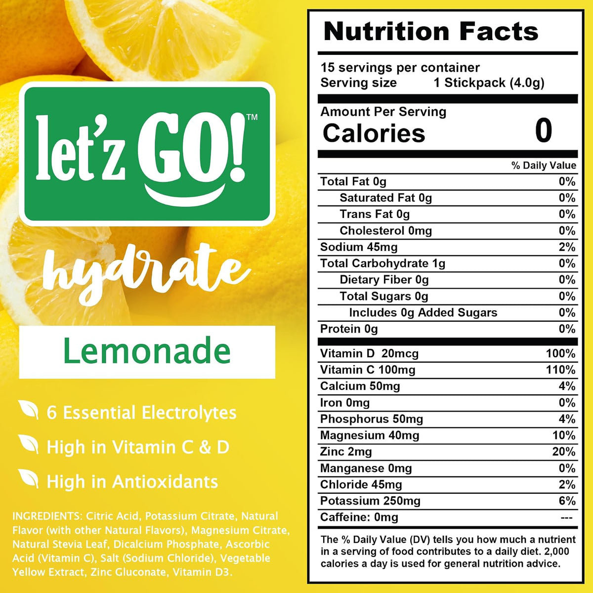 lemonade flavour hydration packets