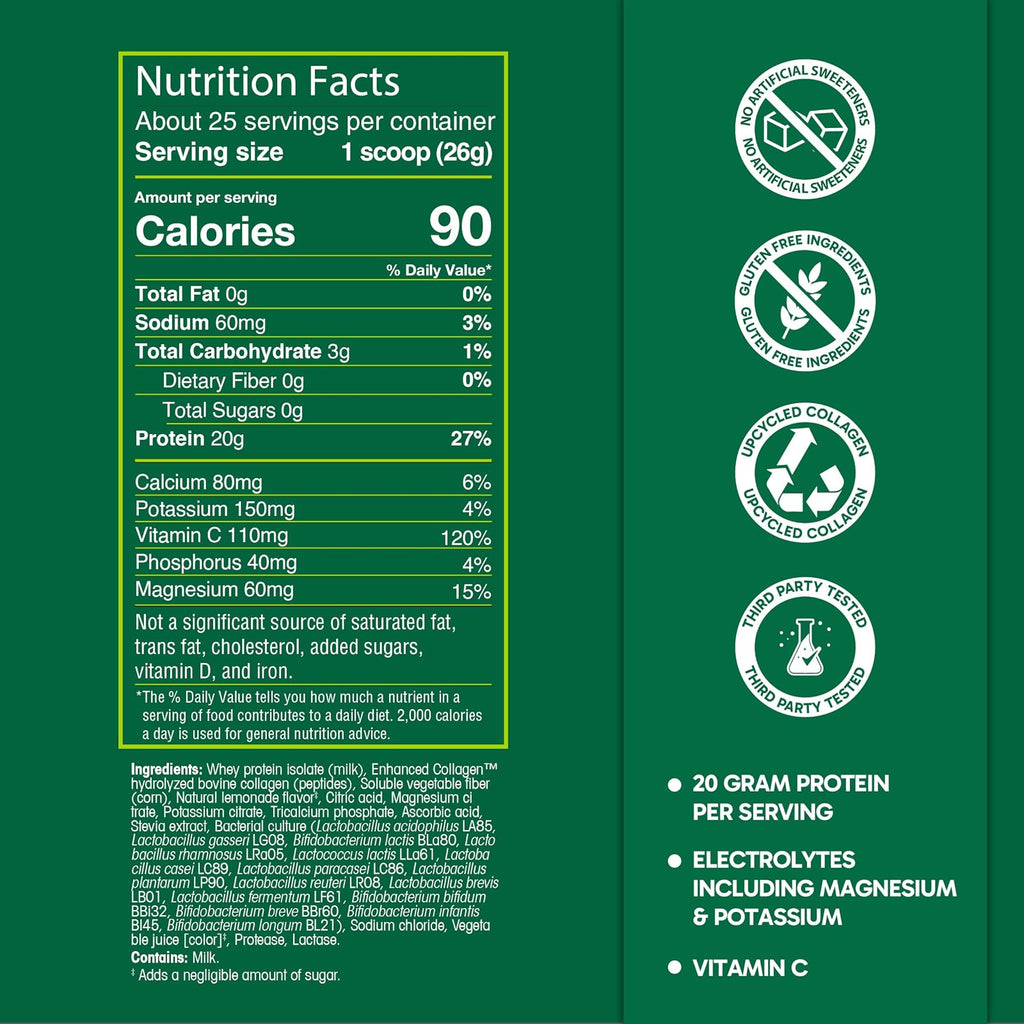 Lemonade flavour whey protein drink