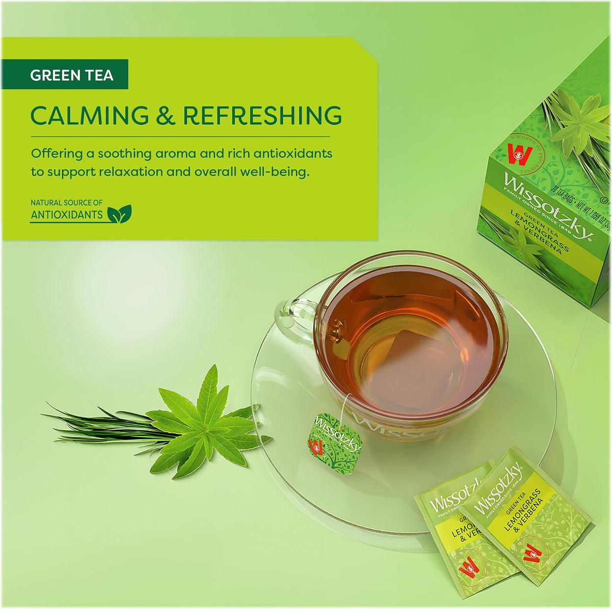 Lemongrass and verbena green tea bags