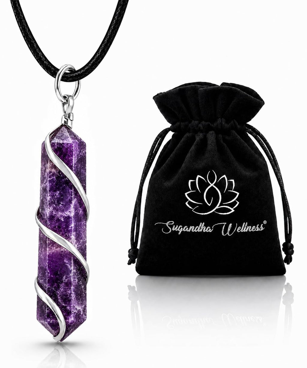 lepidolite healing crystal necklace