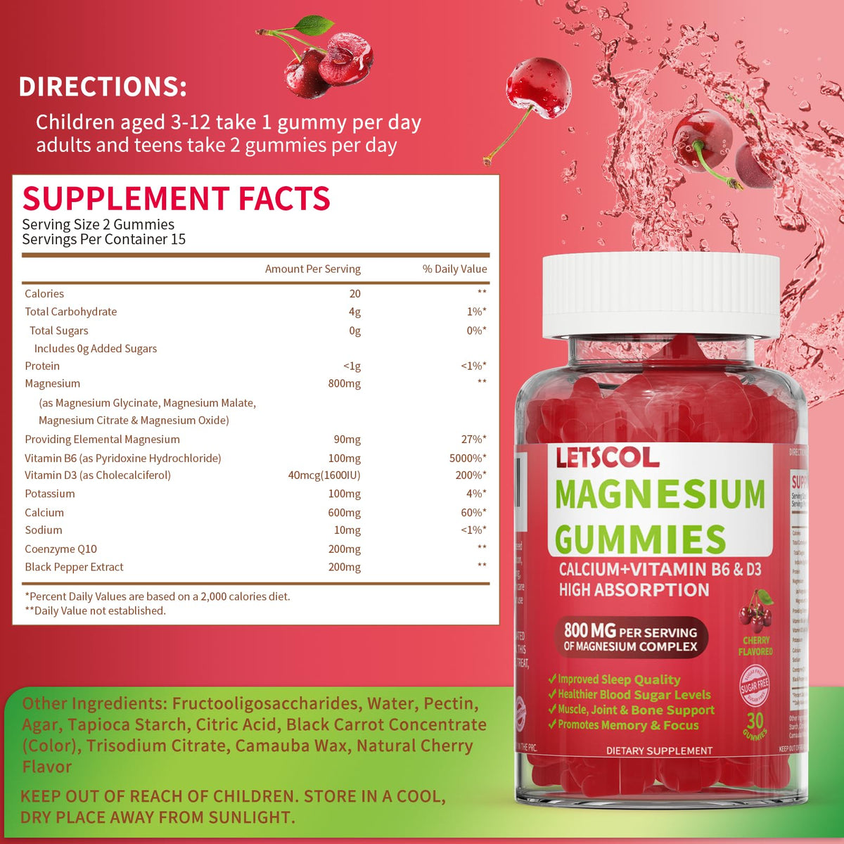 LETSCOL magnesium gummies for sleep support