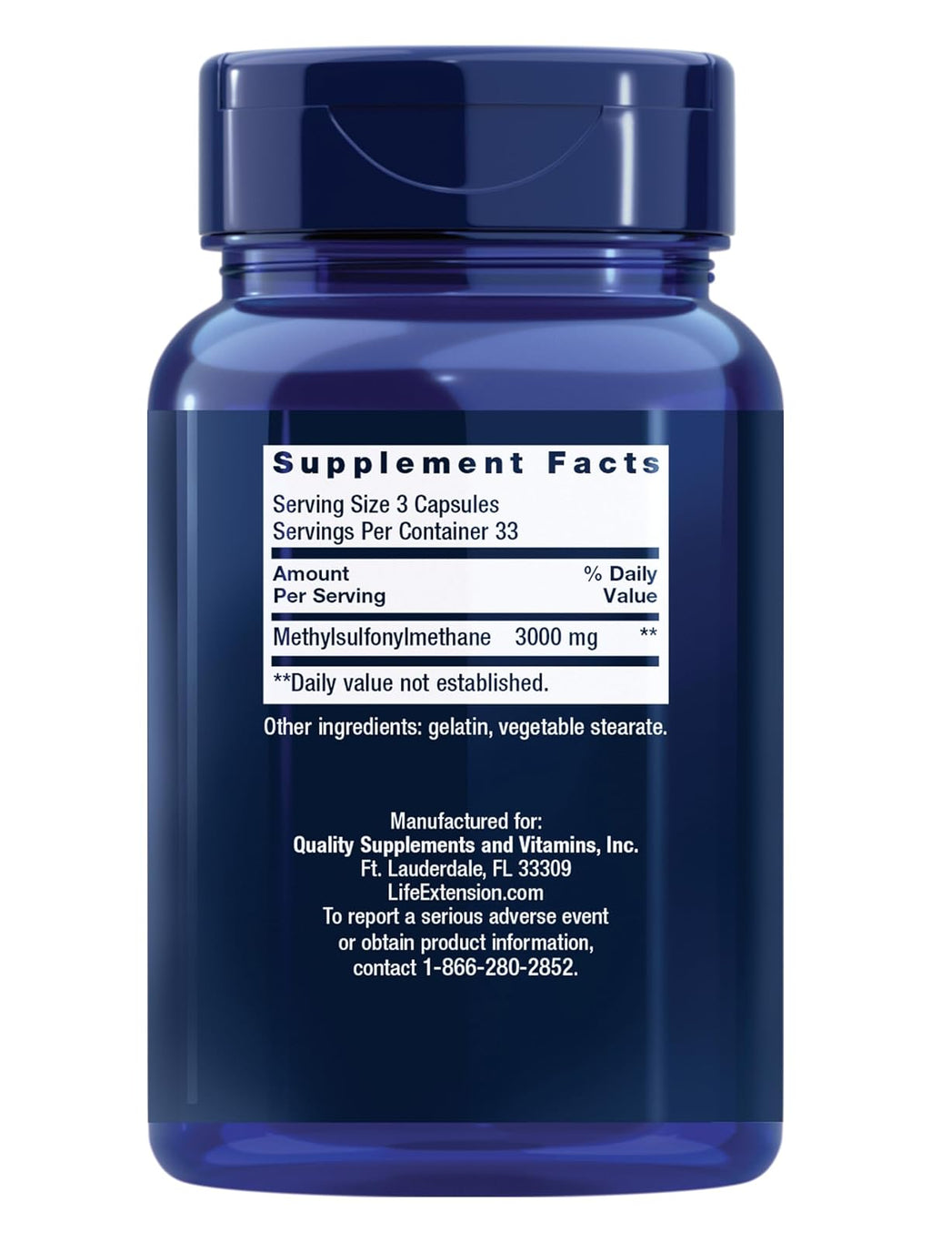 Life Extension MSM capsules benefits