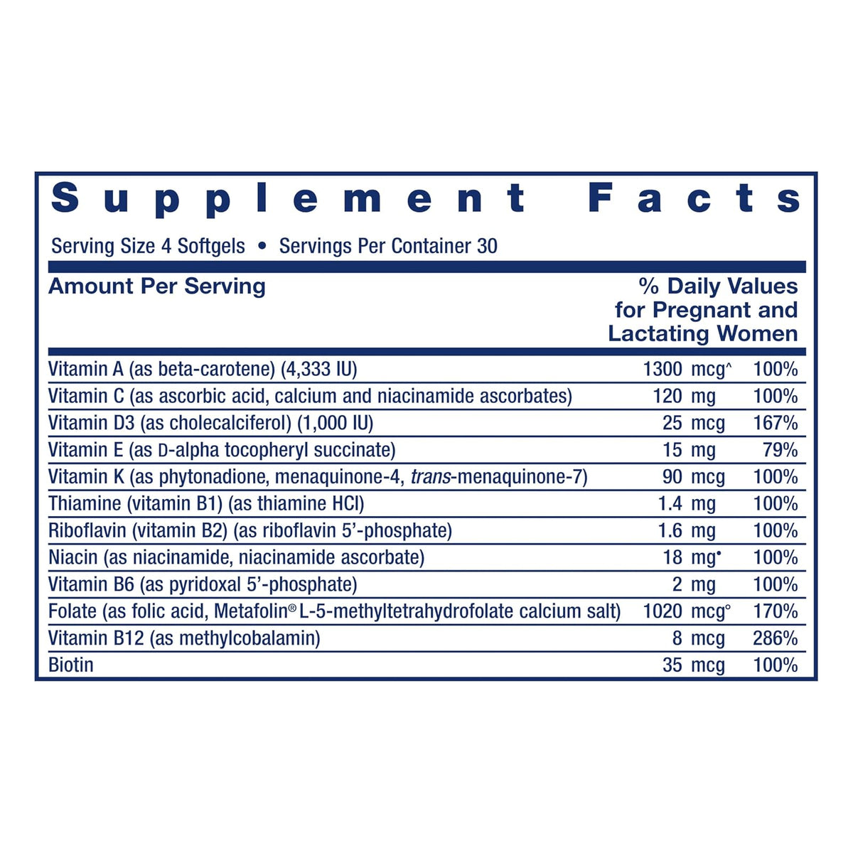 Life Extension prenatal vitamins for healthy pregnancy